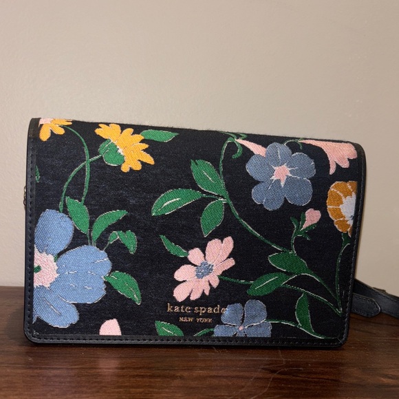 kate spade | Bags | Kate Spade Black And Multicolor Floral Crossbody ...